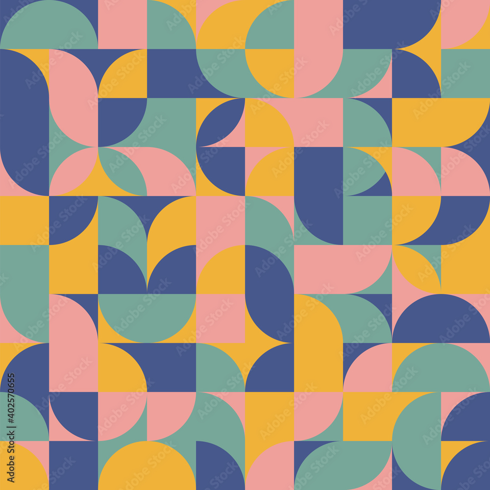 Modern mid century geometrical background in retro colors in style of ...