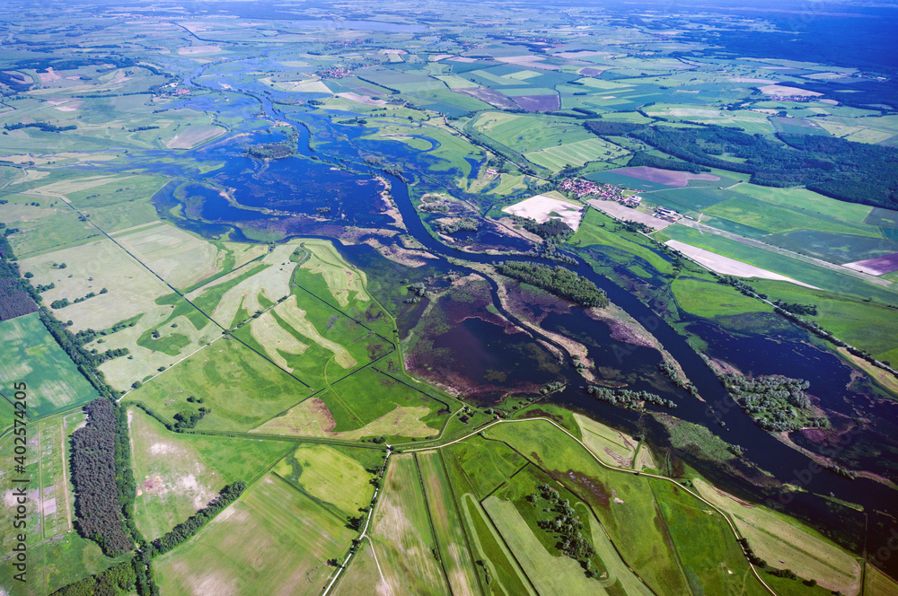 Oder Flusslauf bei Hochwasser Stock Photo | Adobe Stock