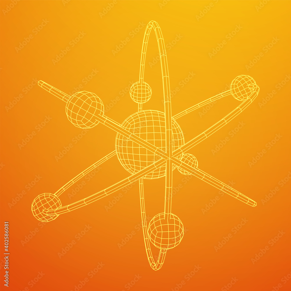 Planetary model of atom with nucleus and electrons Stock Vector | Adobe ...