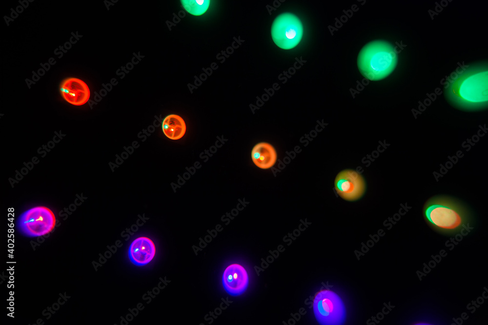 Colourful RGB LED lights on black background. LED Matrix with WS2812B ...