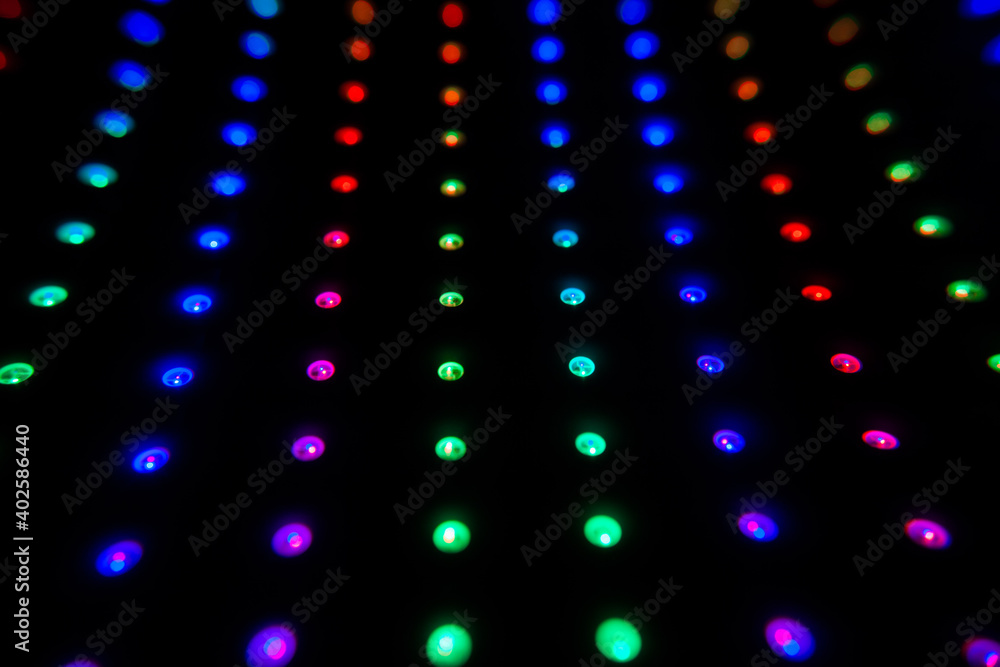 Colourful RGB LED lights on black background. LED Matrix with WS2812B ...