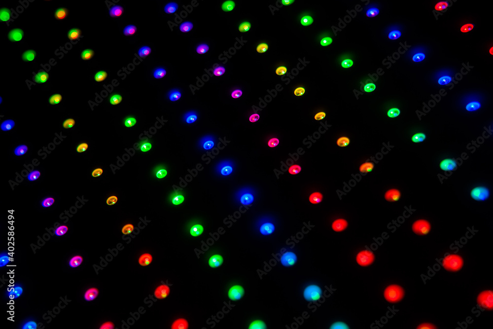 Colourful RGB LED lights on black background. LED Matrix with WS2812B ...