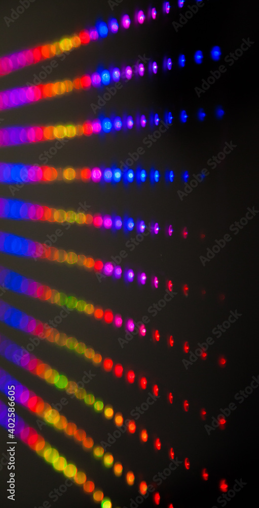 Colourful RGB LED lights on black background. LED Matrix with WS2812B ...