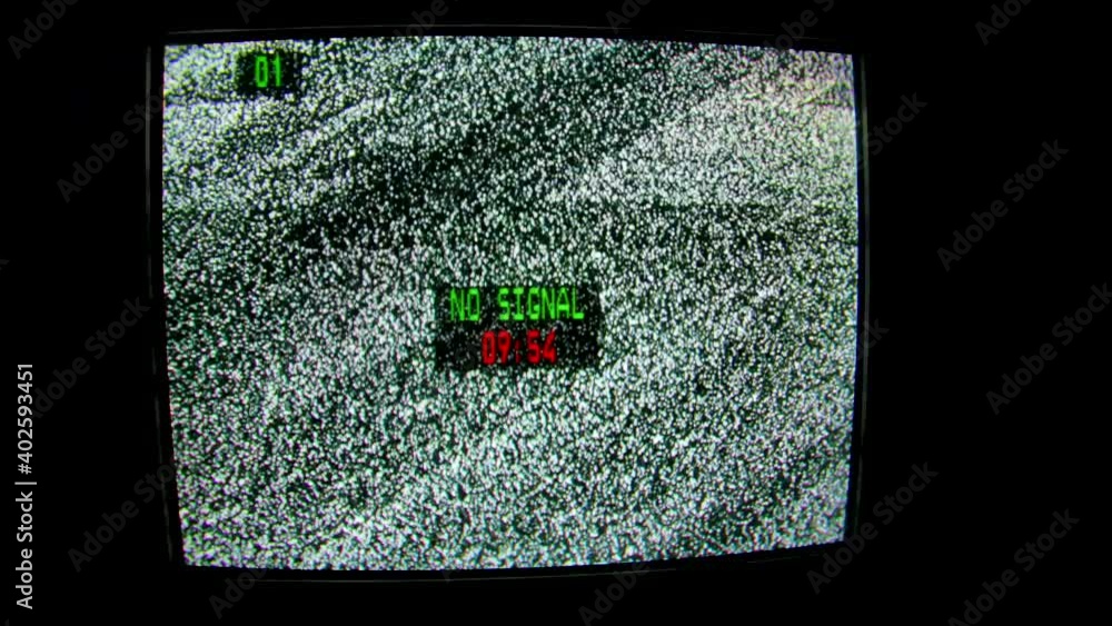 Old TV screen set displays static noise and message No Signal ...