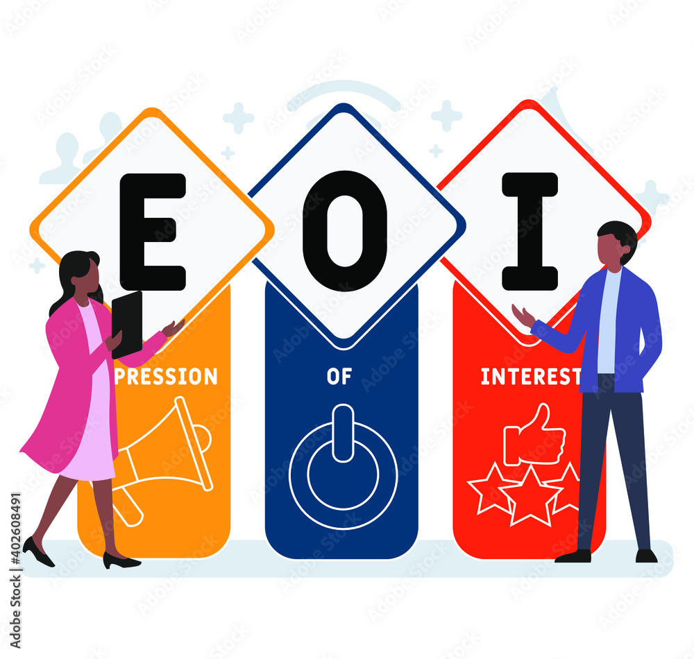 Flat design with people. EOI - Expression of Interest acronym, business ...