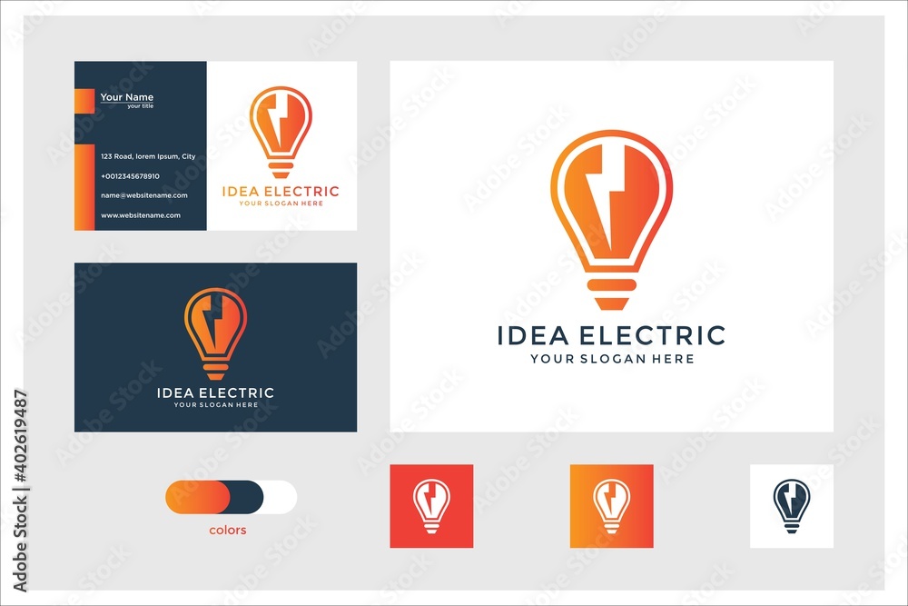 idea electric logo design and business card Stock Vector | Adobe Stock