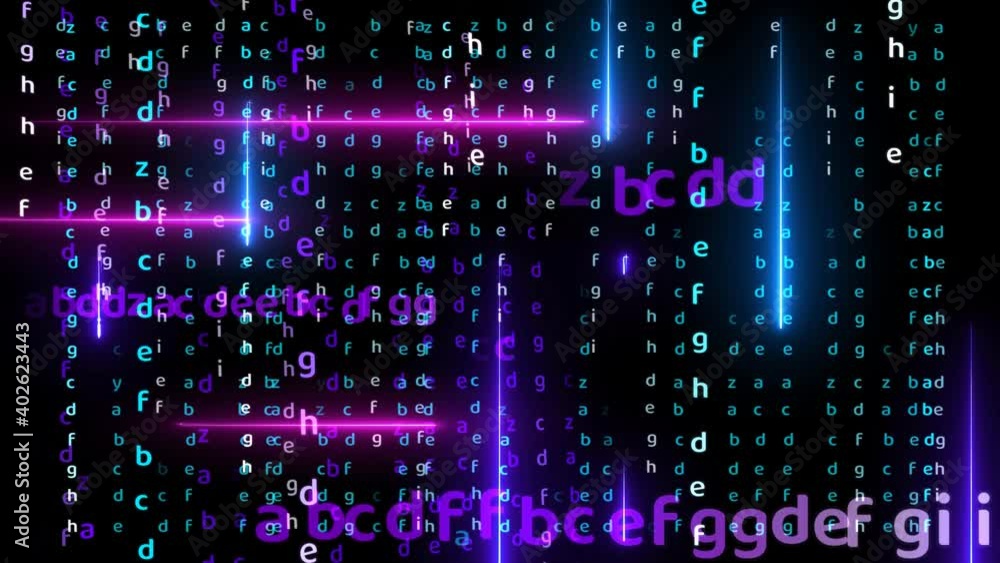 Matrix alphabet vertical and horizental with magenta blue and purple ...