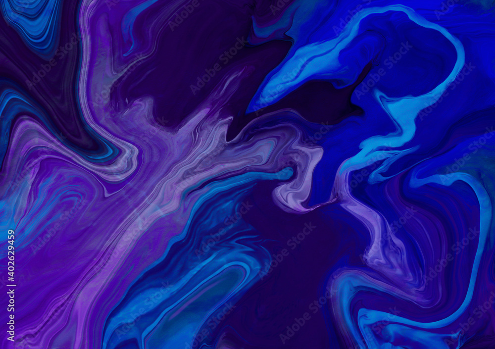 abstract blue and violet wave background drawing by oil paint and ...