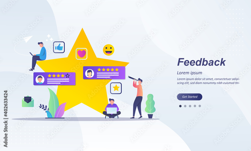 Customer Feedback concept design, people give vote review results ...