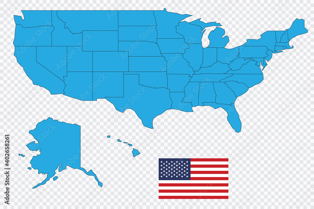 United States map. United States flag. flat icon symbol vector ...