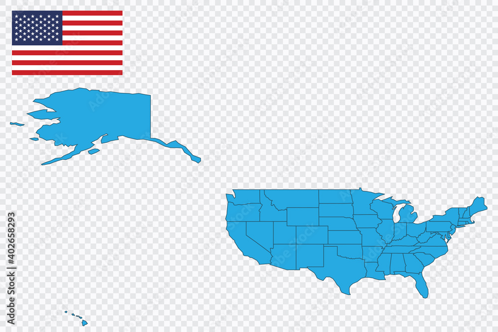 Usa Mercator map. Usa Mercator flag. flat icon symbol vector ...