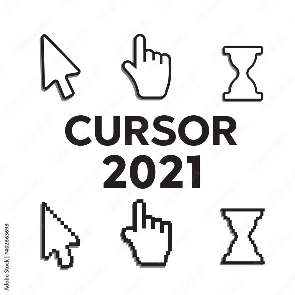 Pixel Mouse Cursors pointer. Arrow and wait vetor. Click mouse computer cursor Stock Vector ...