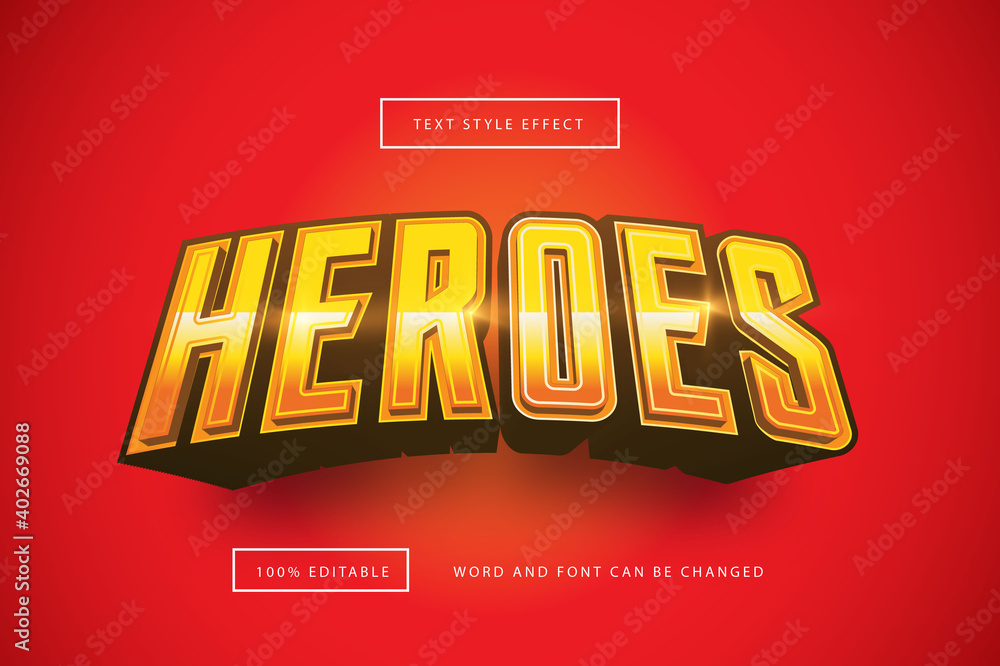 RED HEROES Text Effect Editable premium free download Stock Vector ...