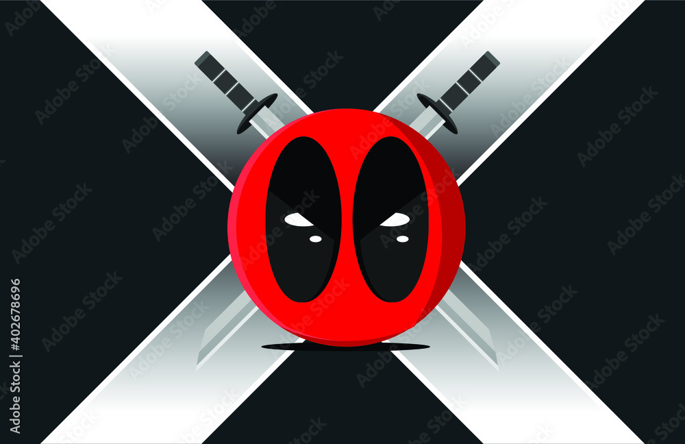 Cartoon red ninja emoticon with two swords Stock Vector | Adobe Stock