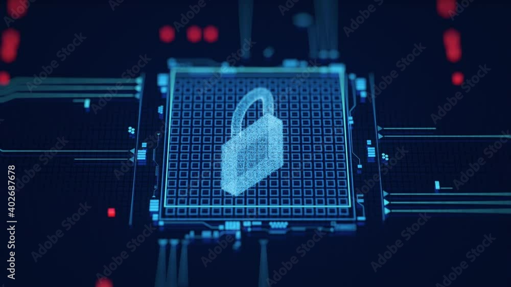 Vídeo do Stock: Cyber security animation. Digital information ...