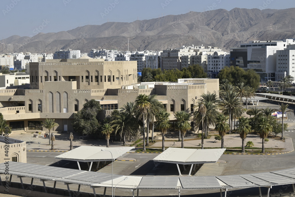 Beautiful Oman city view. Construction Works. Cityscape Building in ...