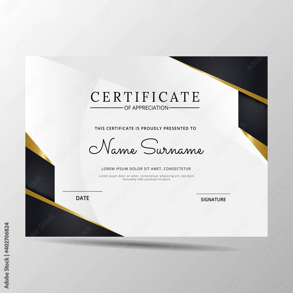 elegant black and gold diploma certificate template. Use for print ...