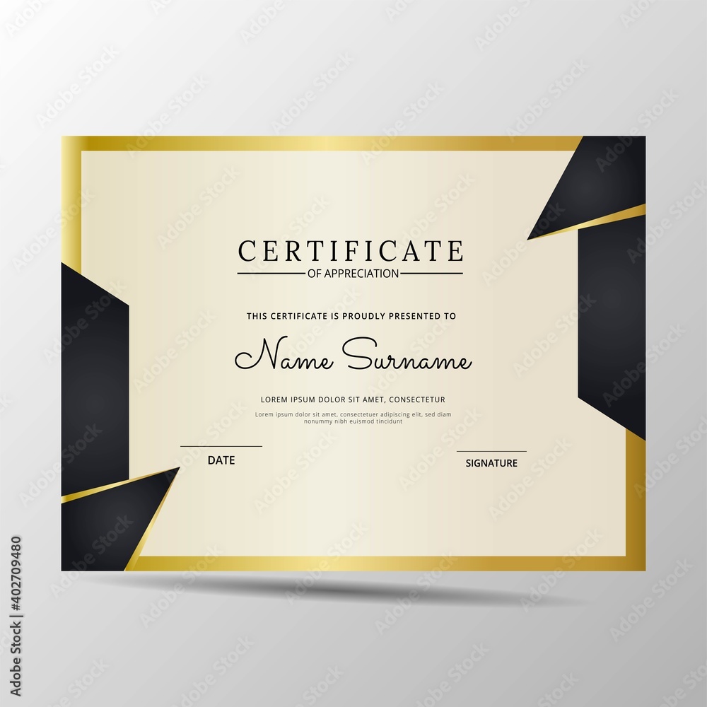 elegant black and gold diploma certificate template. Use for print ...