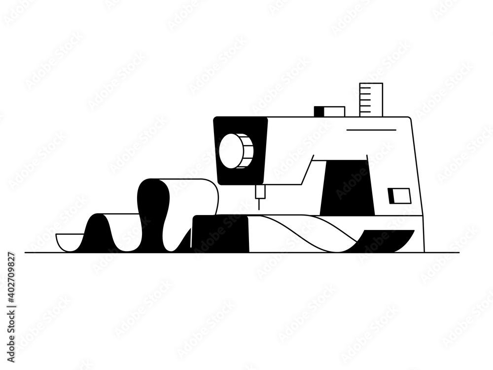 Sewing machine icon. Outline vector icon of modern home sewing machine ...