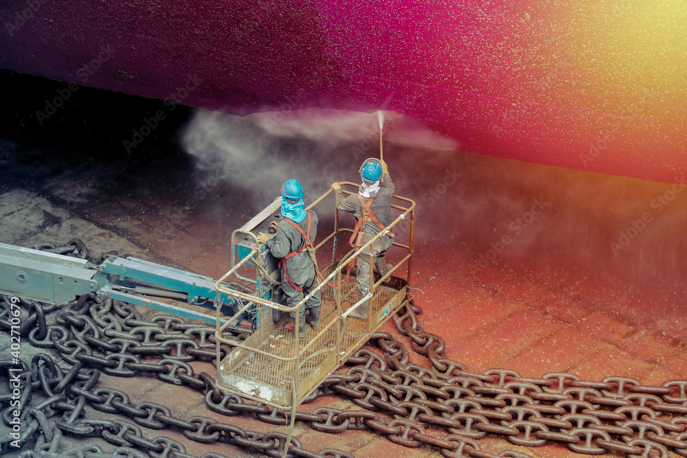 Worker equipment protective PPE and safety harness Washing ship, Worker ...