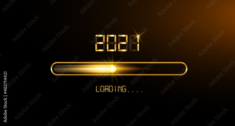 Gold Progress bar on black Download 2021 New Year's Eve. Loading ...