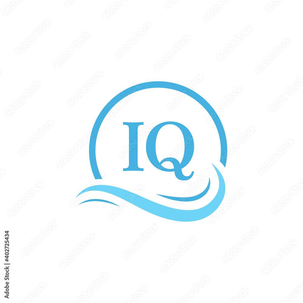 IQ Lettering Logo Design in Water Wave. Modern Letter Logo Design With ...