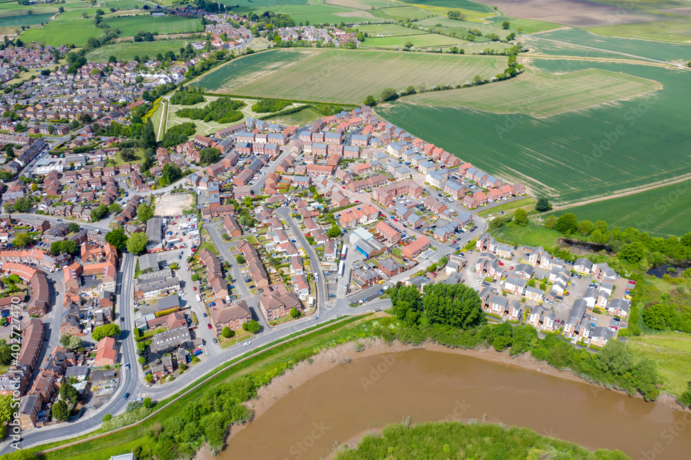 Aerial photo of the historical village town centre of Selby in York ...