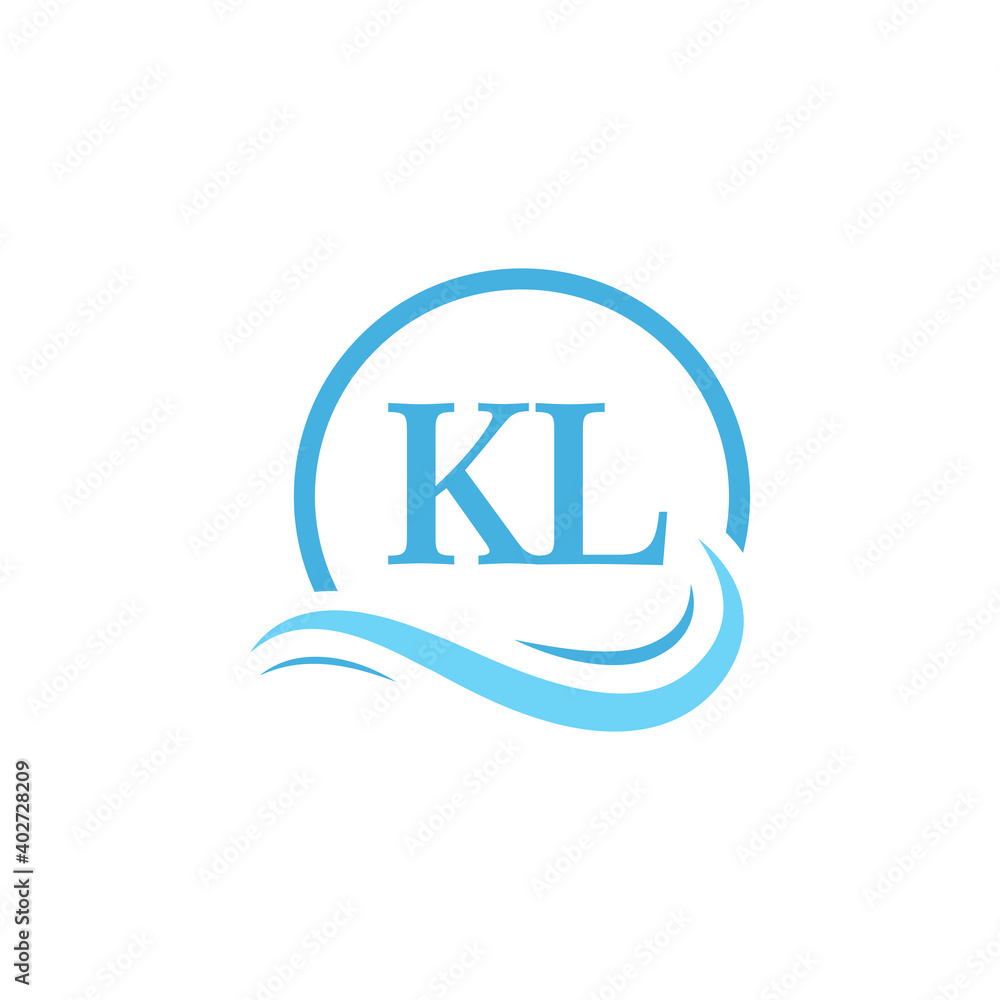 KL Lettering Logo Design in Water Wave. Modern Letter Logo Design With ...