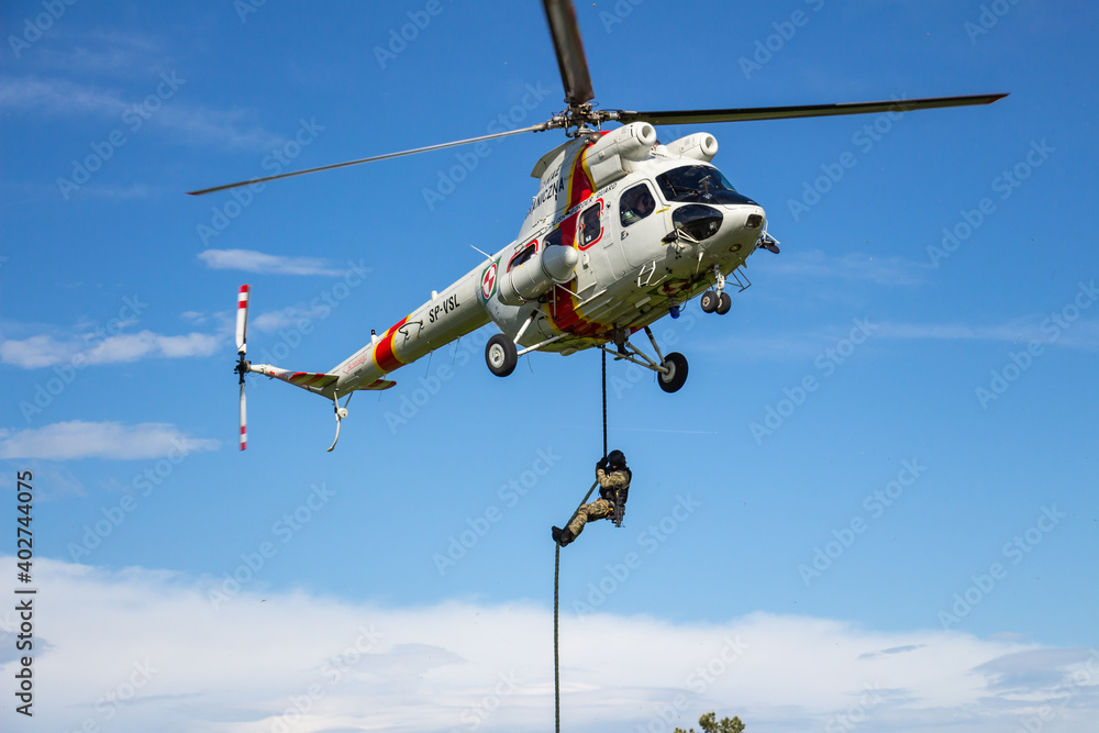 ARLAMOW, POLAND - May, 2019: Landing of Polish Border Guard ...