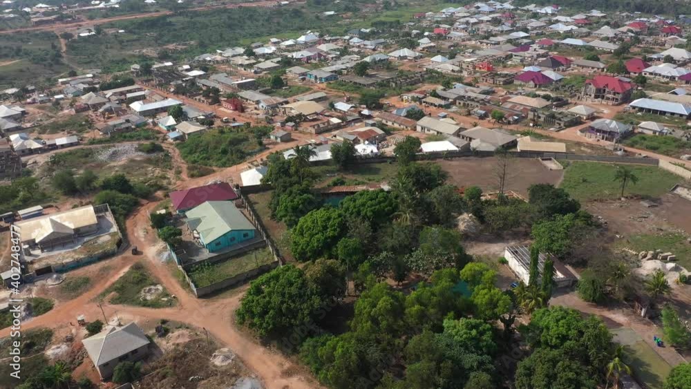 Aerial Kumasi Ghana secure walled compound part 2. Roads, streets are ...