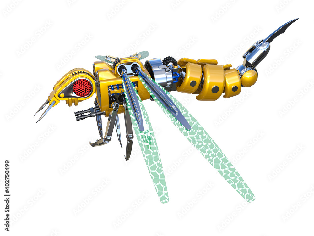 Mechanical wasp robot isolated on the white background. High resolution ...