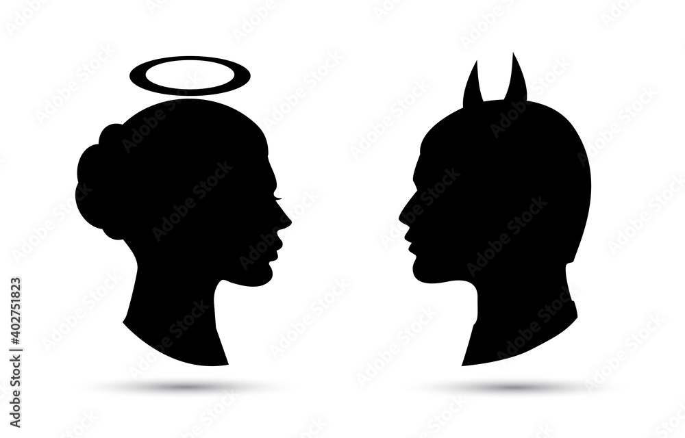 Angel female symbol and devil male symbol Stock Vector | Adobe Stock