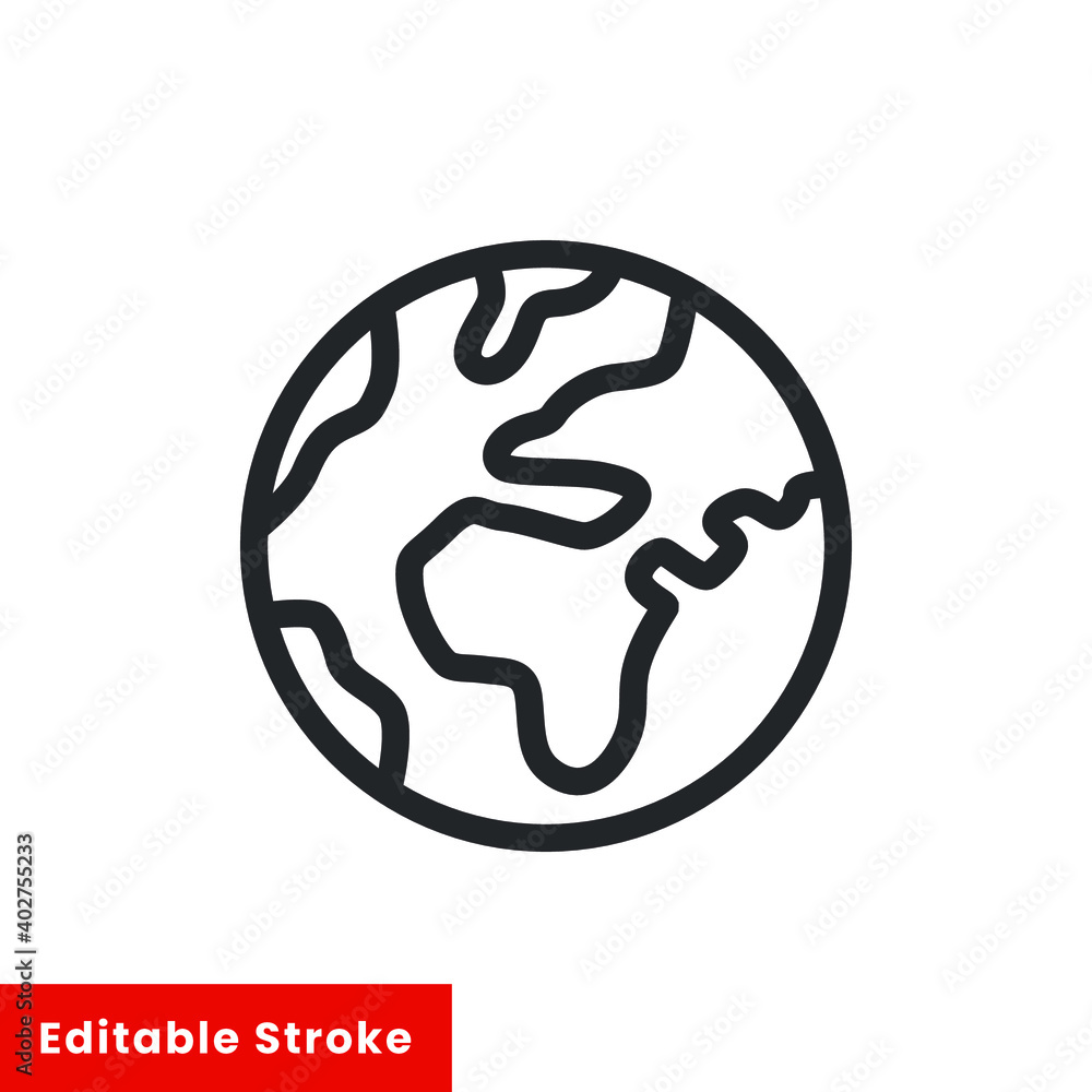 Planet earth line icon for web template and app. Editable stroke vector ...