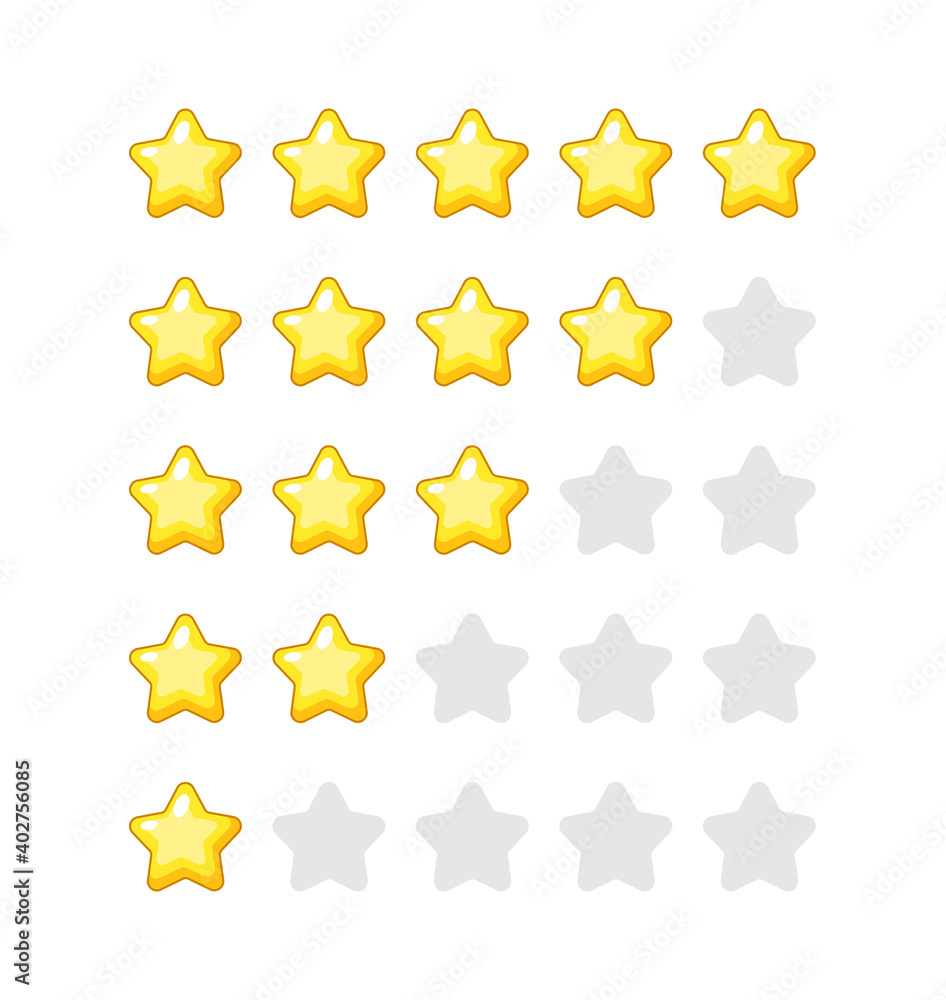Vector star icons. Golden stars for game, ui, design for app, interface ...