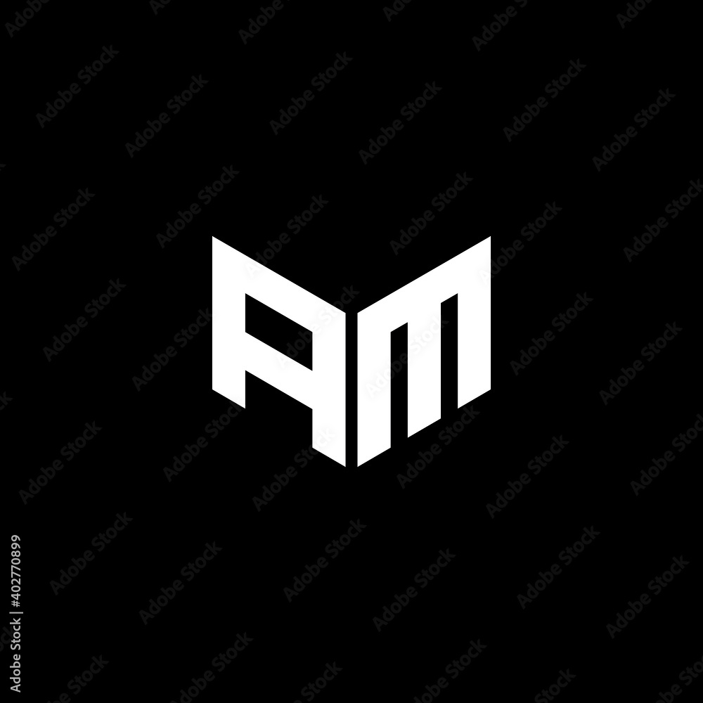AM letter logo design with black background in illustrator, vector logo ...