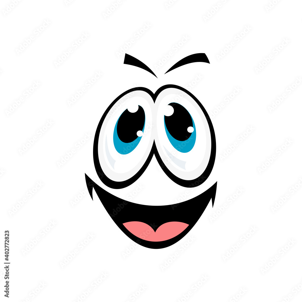 Smiling naive emoticon isolated emoji symbol. Vector smiley with ...