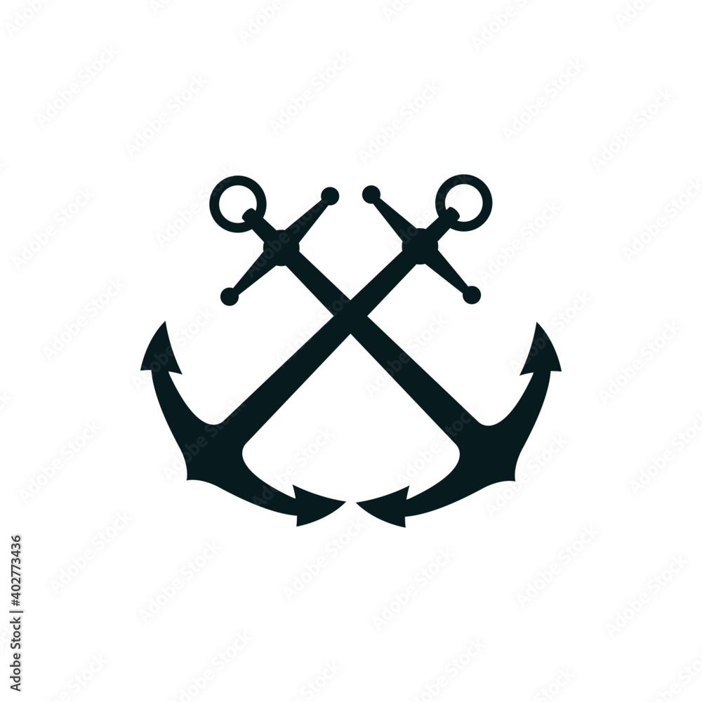 Poster Crossed anchors silhouette vector illustration – Wall Art ...