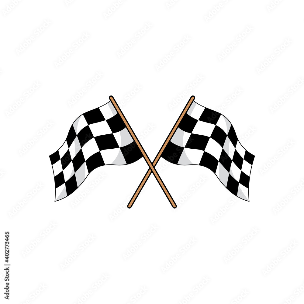Checkered race flag flat vector illustration. Speed racing competition ...