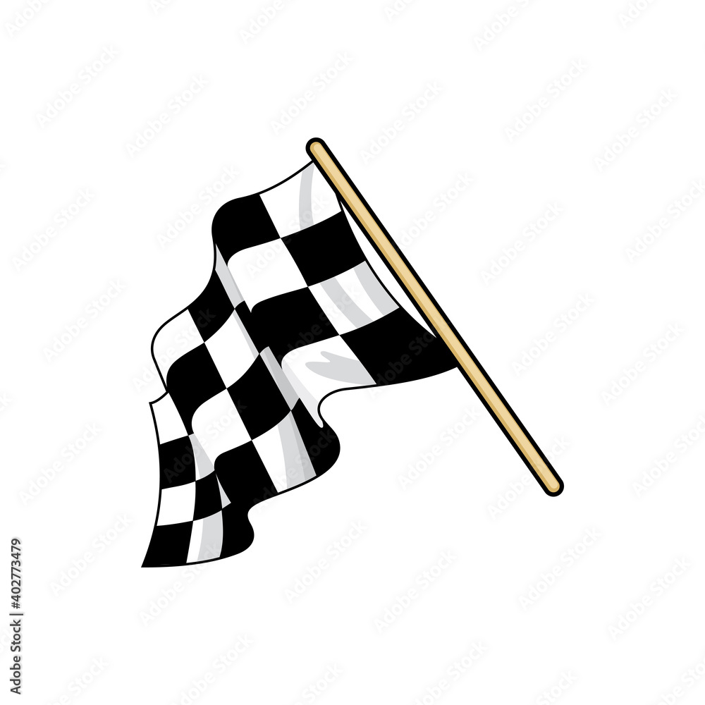 Checkered race flag flat vector illustration. Speed racing competition ...