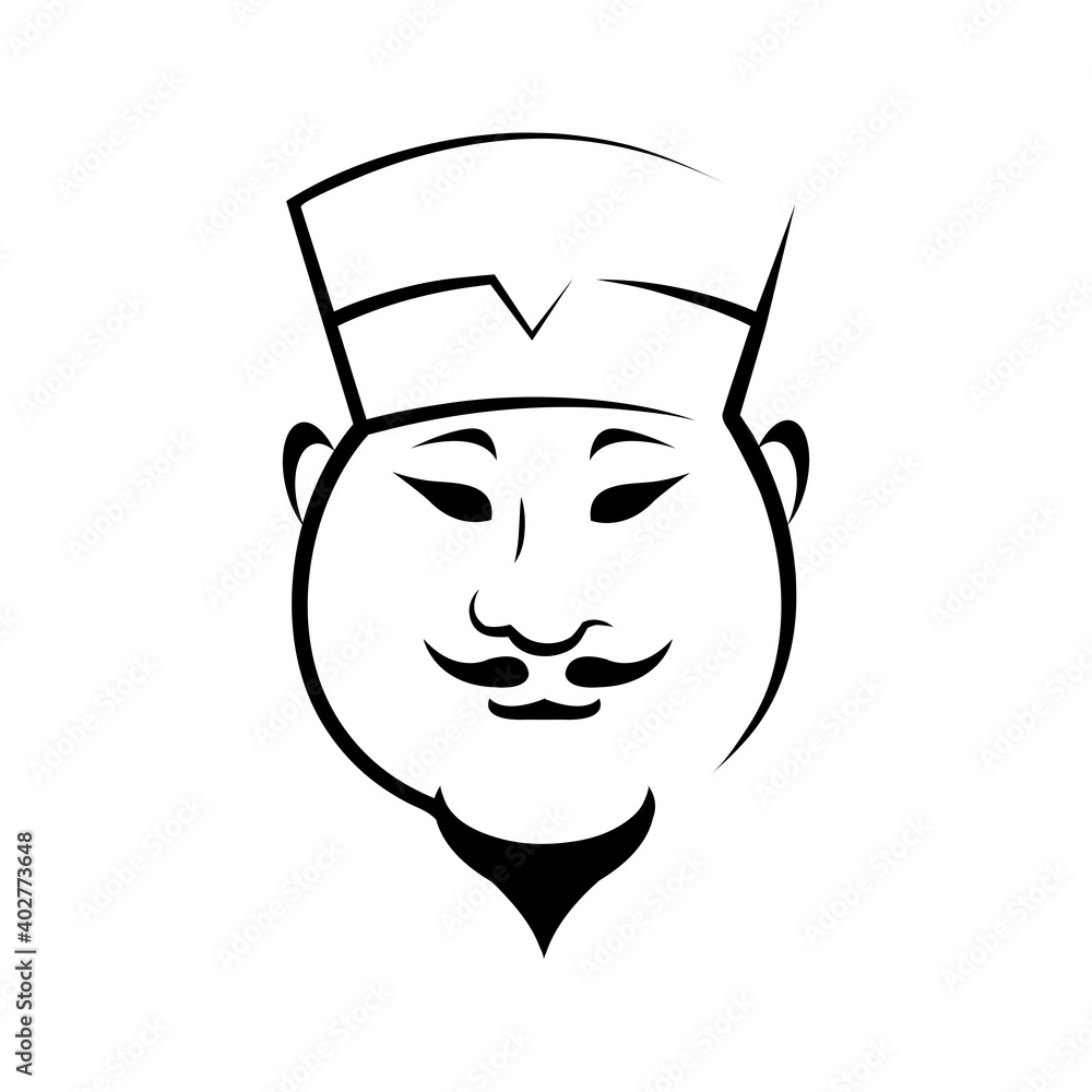 Vetor de Chinese chef contour vector illustration. Japanese restaurant ...