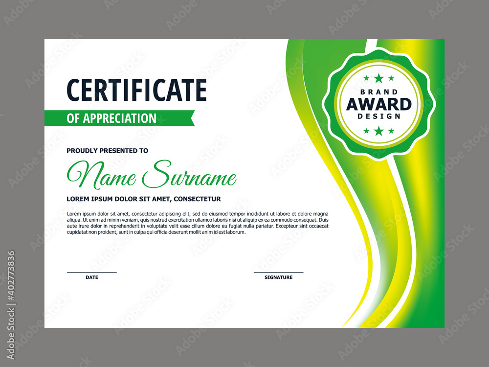 Abstract Smooth Certificate with Natural Green Wavy Element Design ...