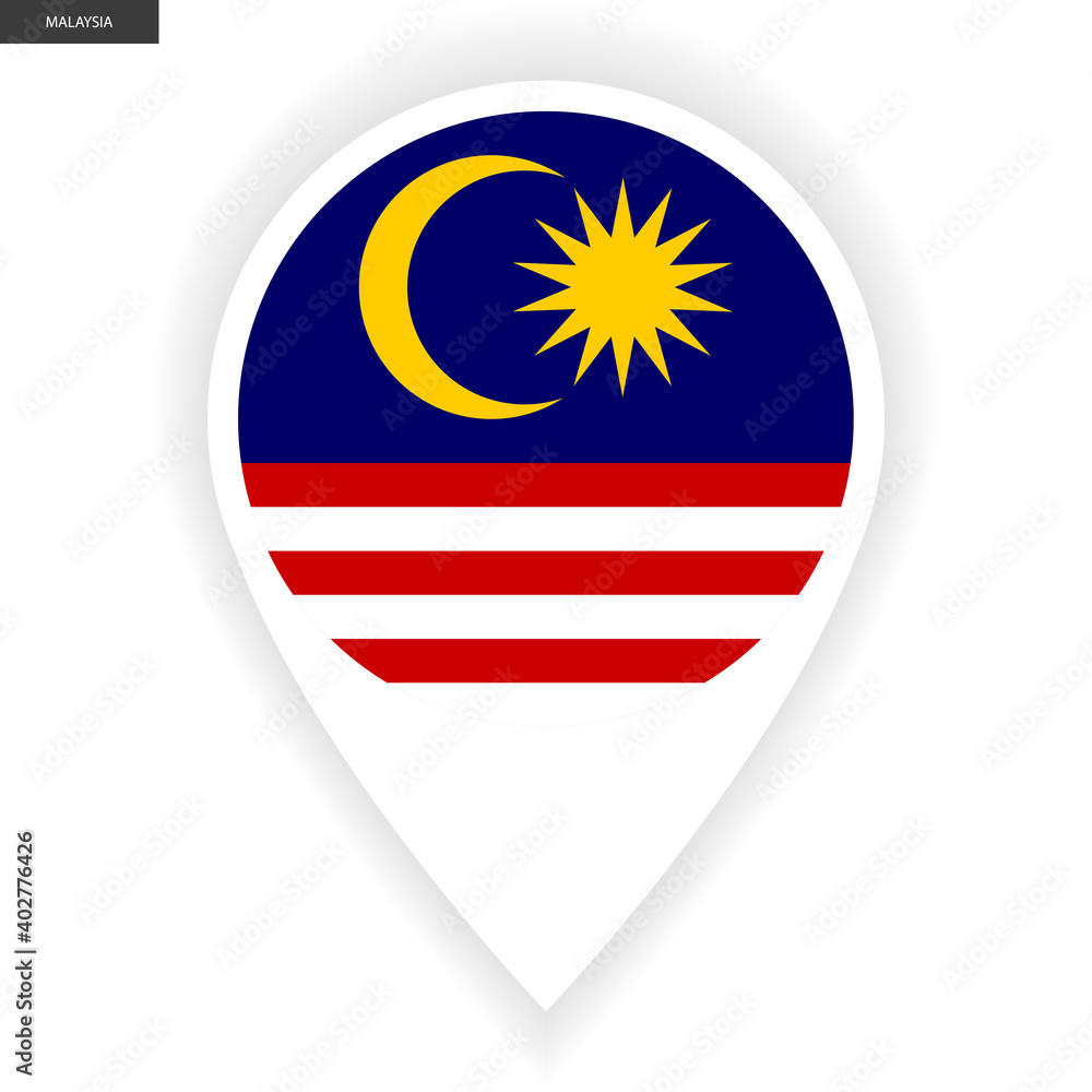 Malaysia marker icon with shadow isolated on white background ...
