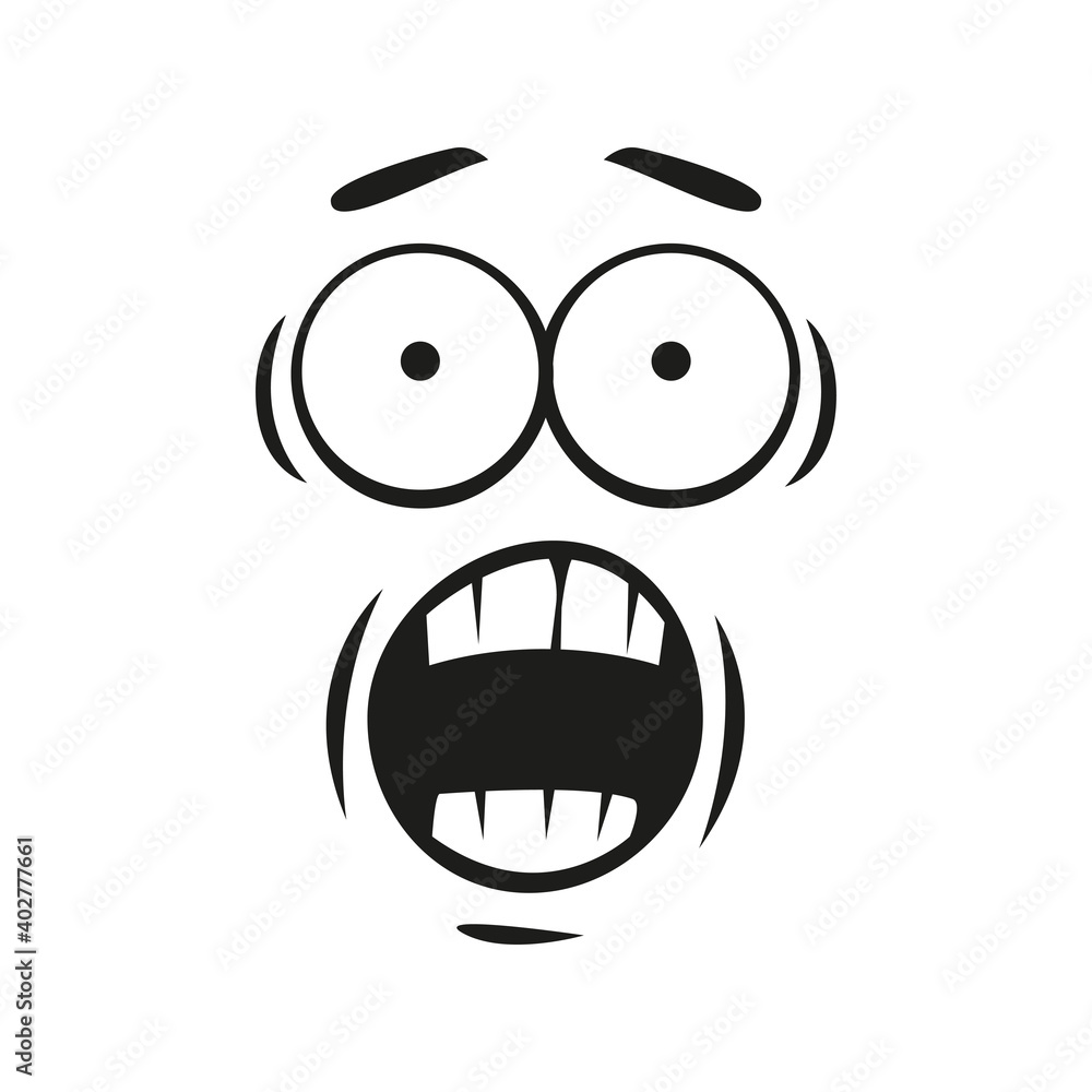 Scared face expression isolated emoticon screaming from fear. Vector ...