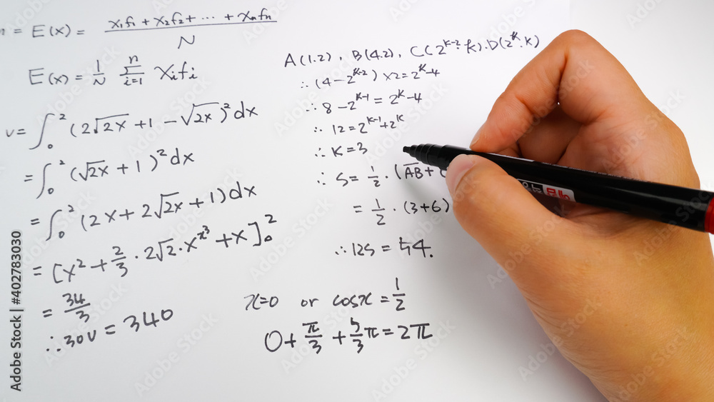 Handwriting to solve math formulas holding a computer pen. Math ...