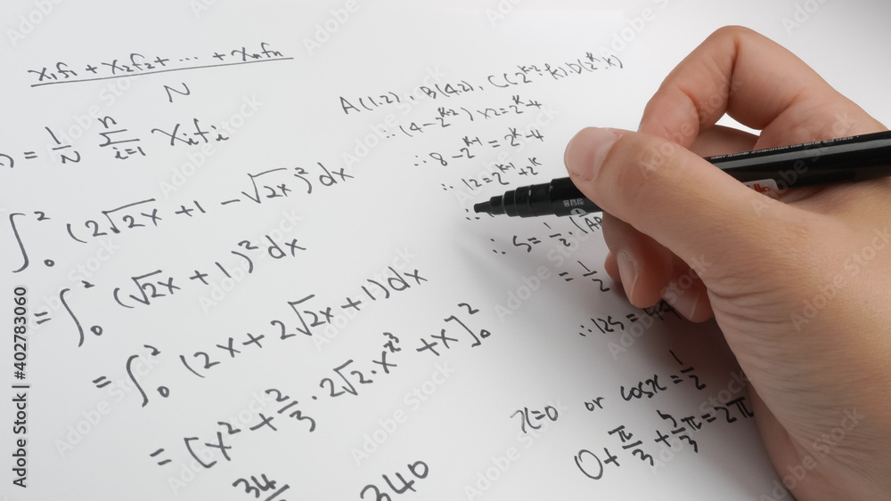 Handwriting to solve math formulas holding a computer pen. Math ...