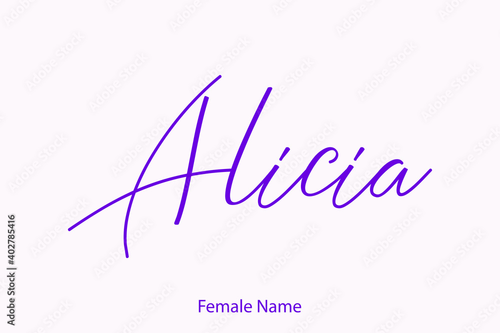 Alicia Female Name in Beautiful Cursive Typography Purple Color Text ...