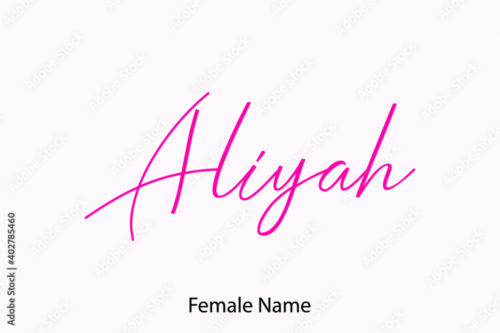 Aliyah Female Name in Beautiful Cursive Typography Pink Color Text ...