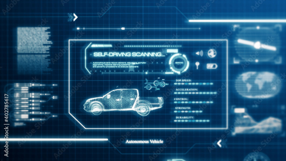HUD self-driving vehicle pickup truck car specification scanning test ...