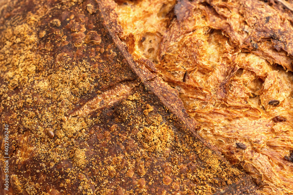 Texture of bread baked from rye flour. Close up. Stock Photo | Adobe Stock