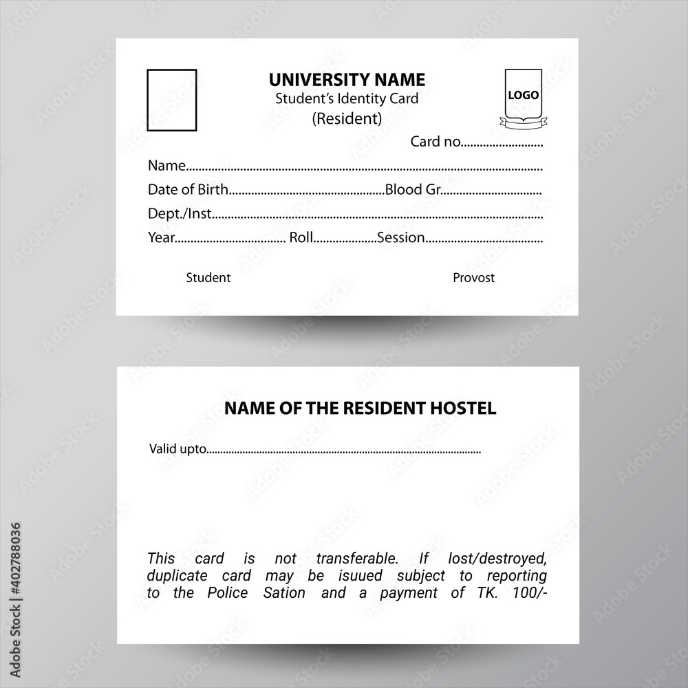 Vector id card template. Student ID, College ID . Simple realistic ...